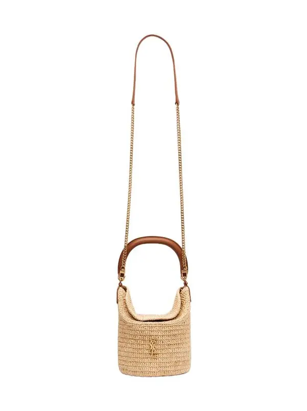 Saint Laurent Gaby Raffia Bucket Bag - Neutrals