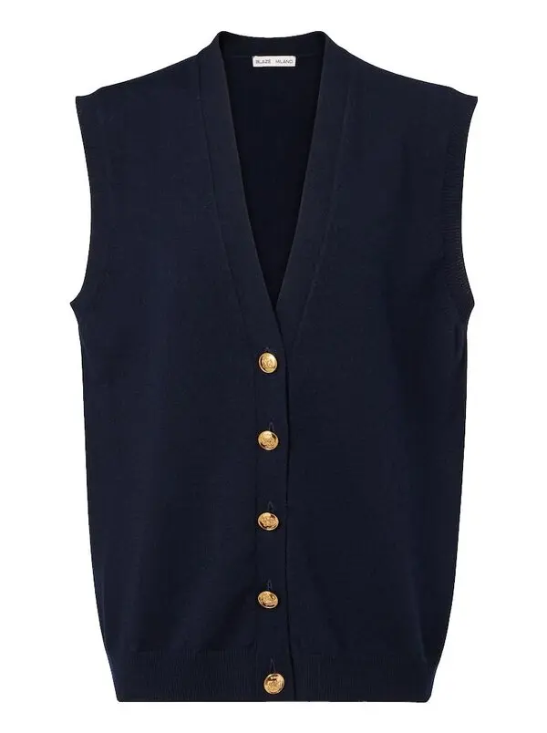 BLAZÉ MILANO Highland Wool And Cashmere Vest - Blue