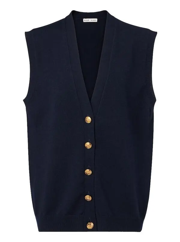 BLAZÉ MILANO Highland Wool And Cashmere Vest - Blue