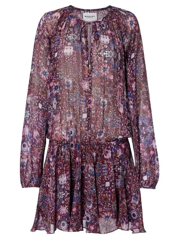 MARANT ETOILE Bess Floral Shirred Minidress - Purple