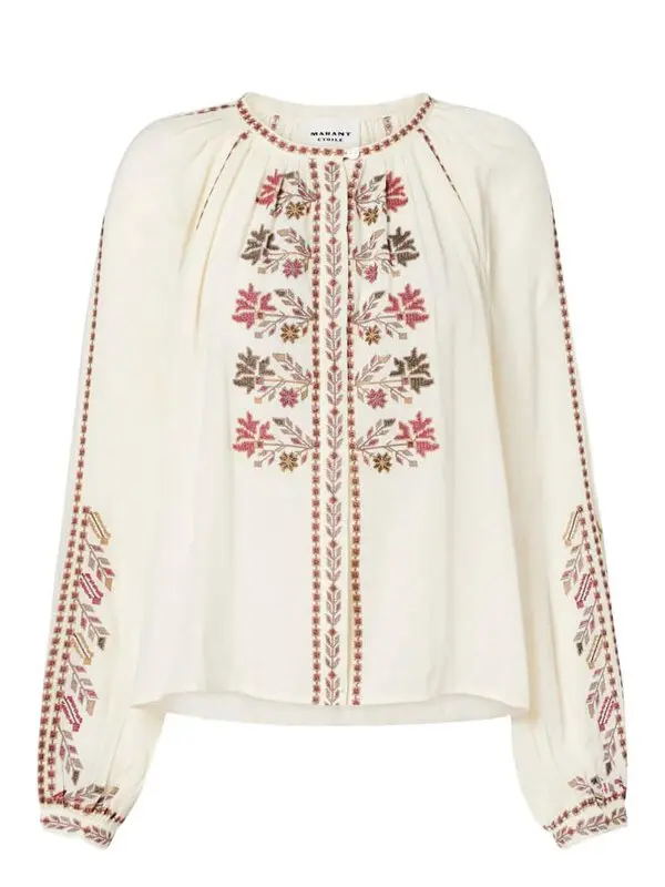 MARANT ETOILE Lynne Embroidered Cotton Blouse - White