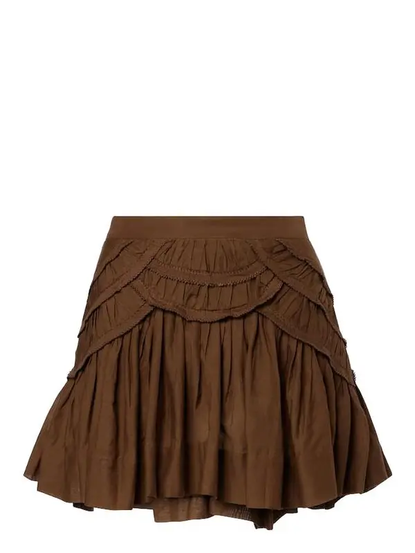 MARANT ETOILE Ceola Frilled Cotton-blend Miniskirt - Green