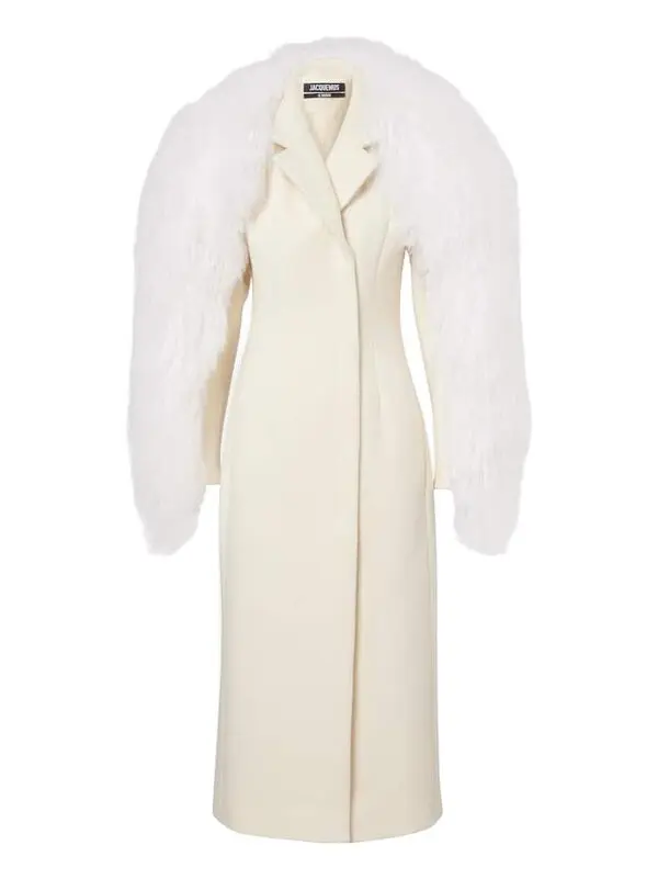Jacquemus Boa Shearling-trimmed Virgin Wool Coat - White