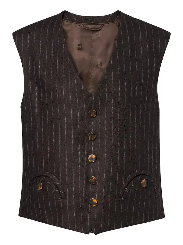 BLAZÉ MILANO Feral Pinstripe Vest - Brown
