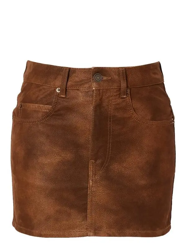 MARANT ETOILE Kimmy Faux Leather Mini Skirt - Brown