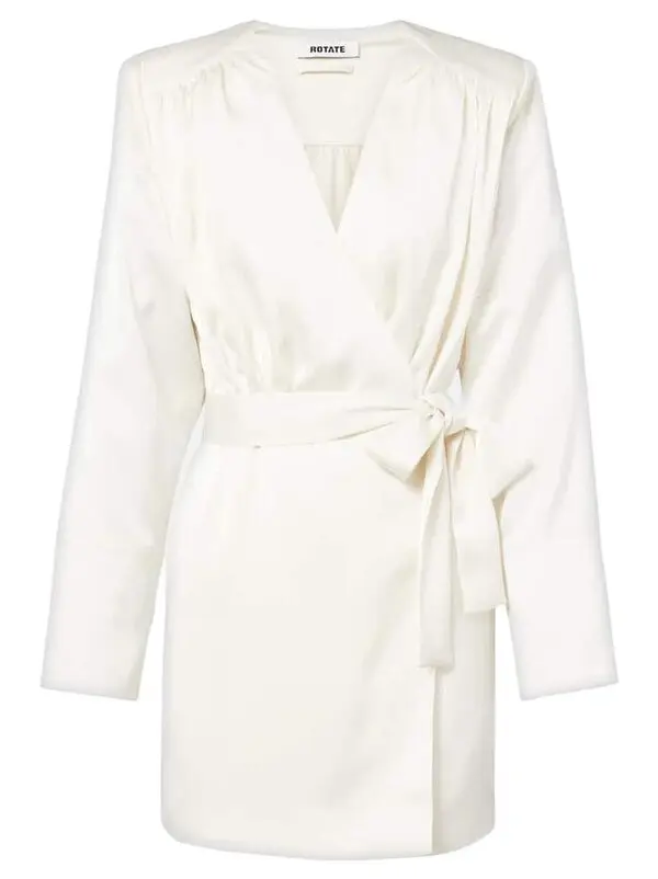 ROTATE BY BIRGER CHRISTENSEN Satin Wrap Dress - White