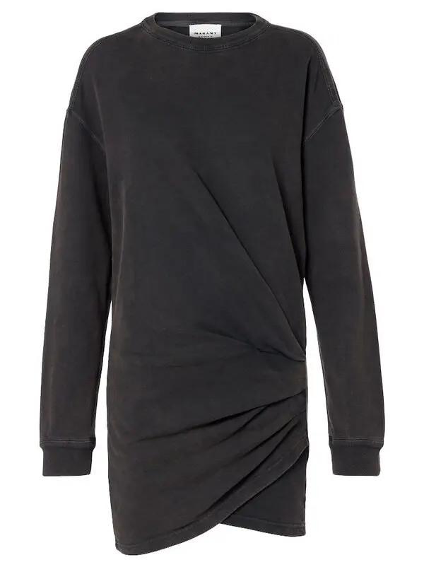MARANT ETOILE Gathered Cotton Sweatshirt Dress - Black
