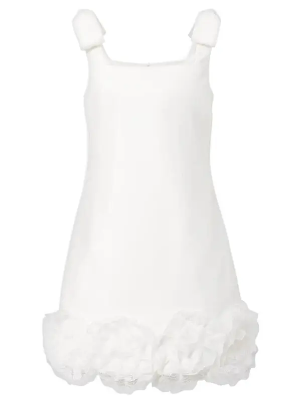 SELF-PORTRAIT Bridal Floral-appliqué Crêpe Minidress - White