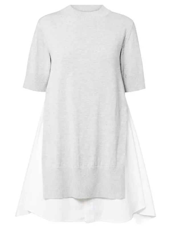 Sacai Layered Cotton Minidress - Grey