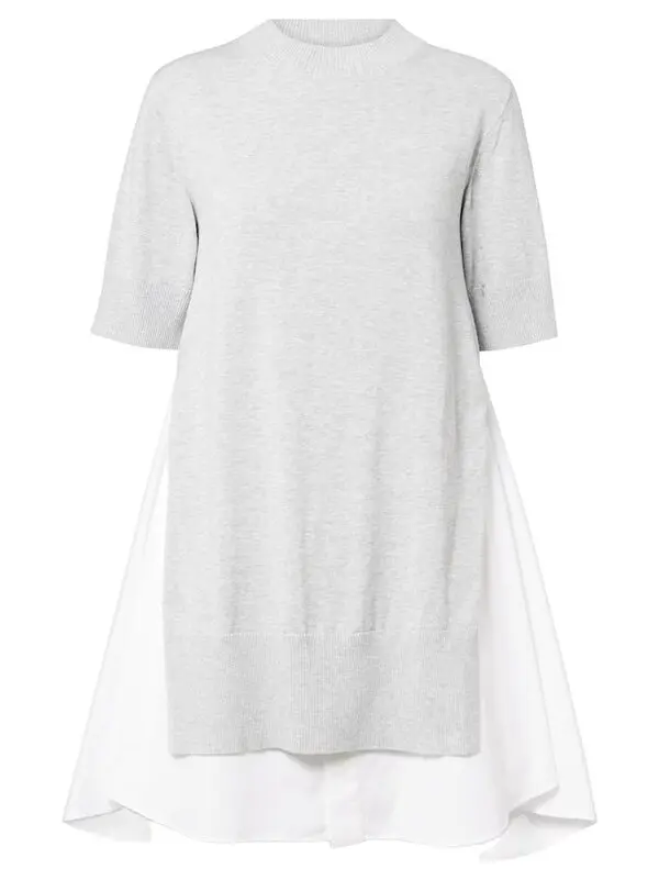 Sacai Layered Cotton Minidress - Grey