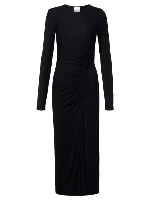 MARANT ETOILE Jelina Gathered Jersey Maxi Dress - Black