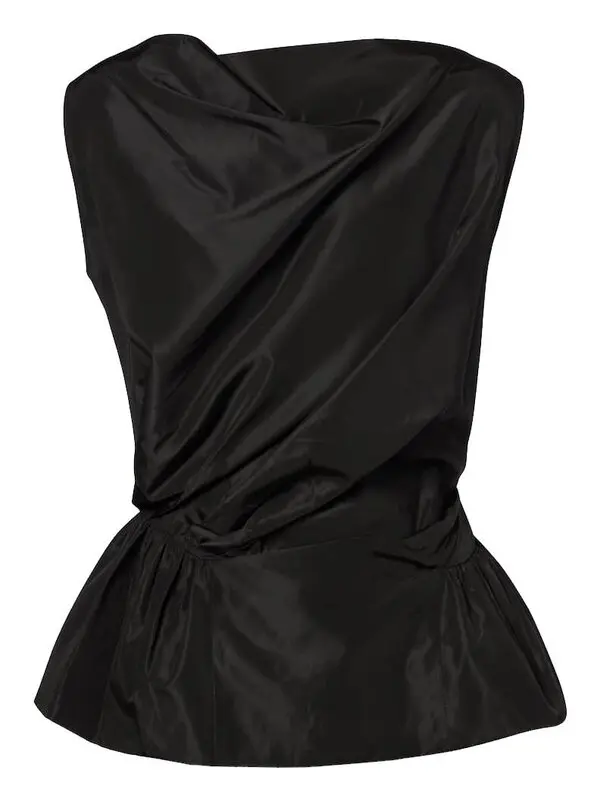 Simone Rocha Draped Taffeta Top - Black