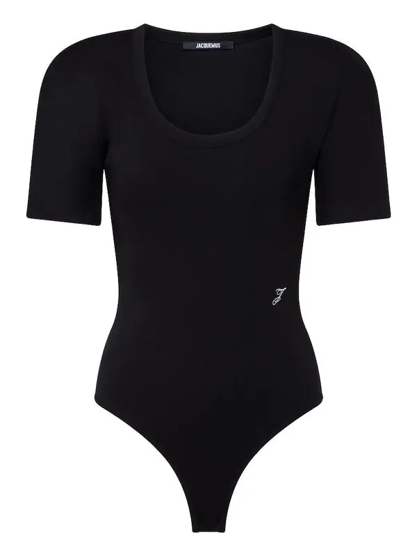 Jacquemus Embroidered Cotton Bodysuit - Black