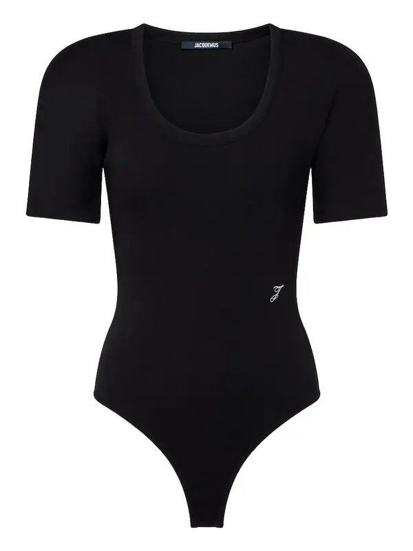 Jacquemus Embroidered Cotton Bodysuit - Black