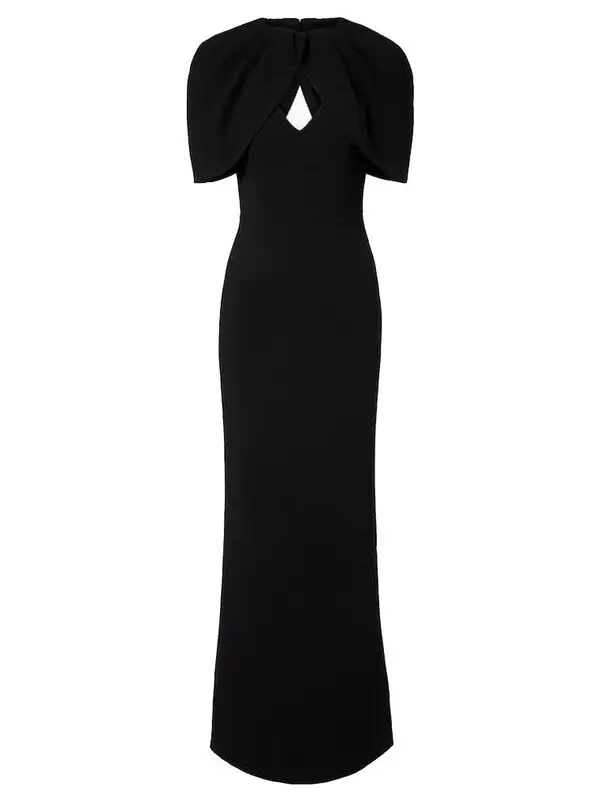 Rebecca Vallance Cameron Caped Crêpe Gown - Black