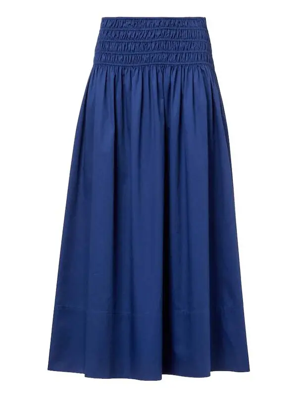 JOSEPH Leonie Cotton Satin Midi Skirt - Blue