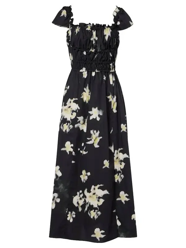Altuzarra Floral Cotton-blend Midi Dress - Black