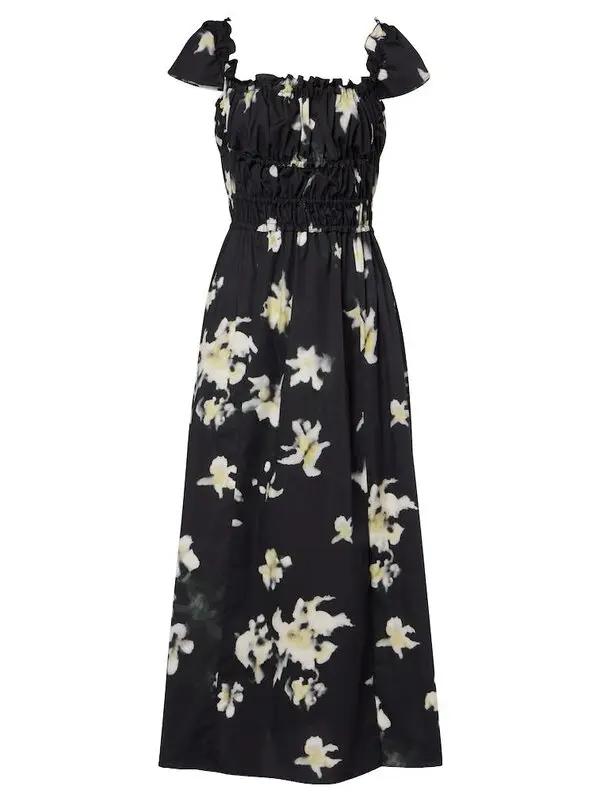 Altuzarra Floral Cotton-blend Midi Dress - Black