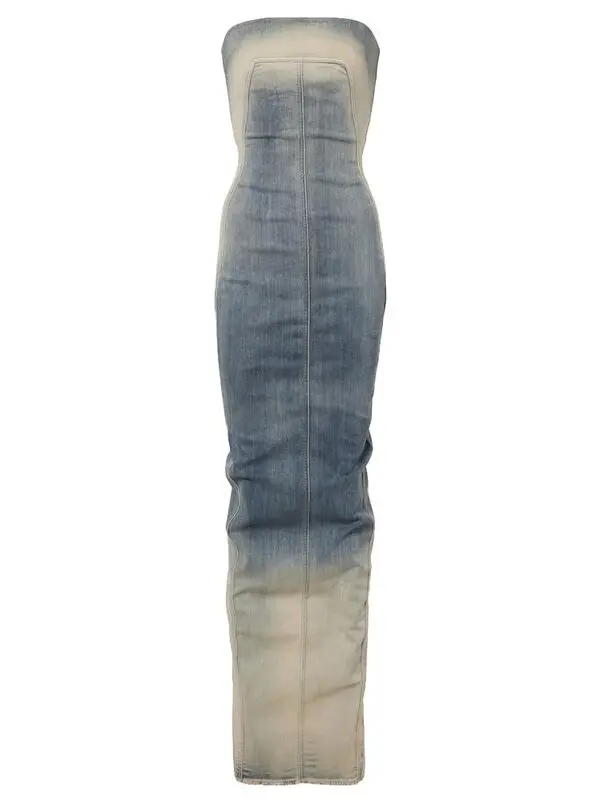 Rick Owens Denim Bustier Dress - Beige