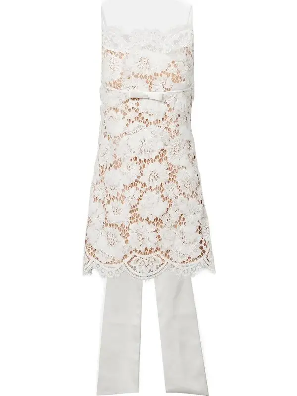SELF-PORTRAIT Bow-detail Lace Minidress - White