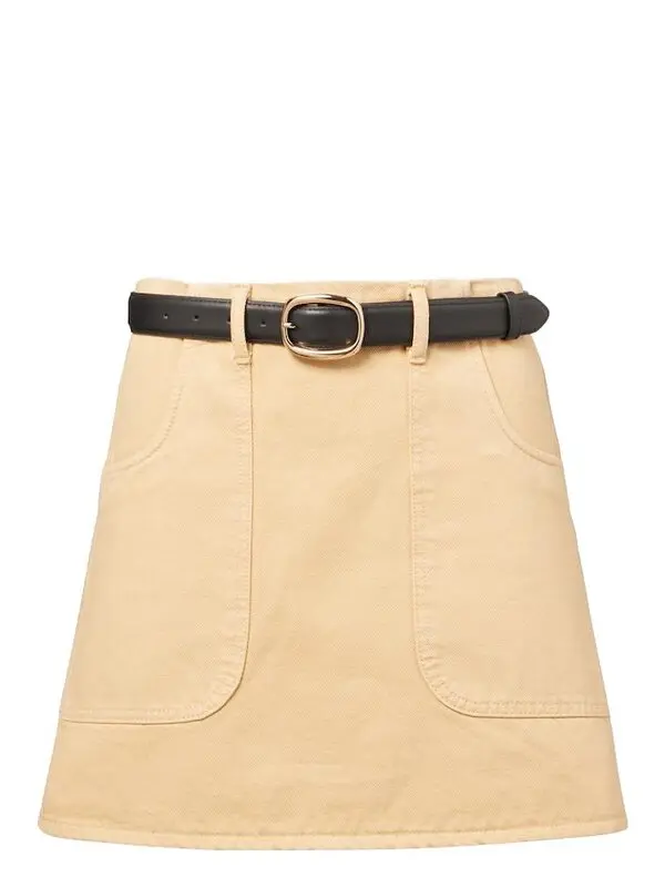 SELF-PORTRAIT Denim Miniskirt - Beige