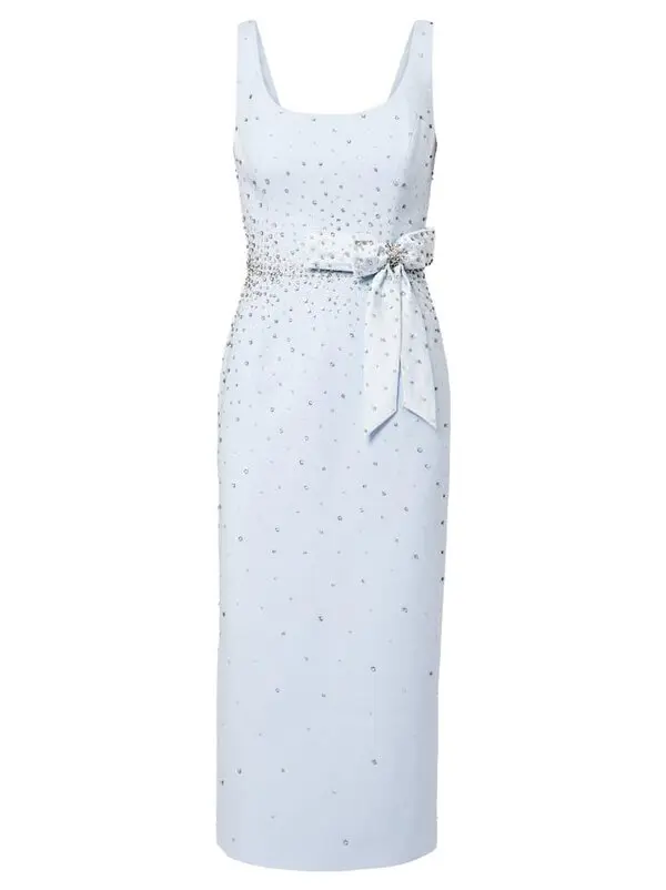 Carolina Herrera Bow-detail Crystal-embellished Midi Dress - Blue