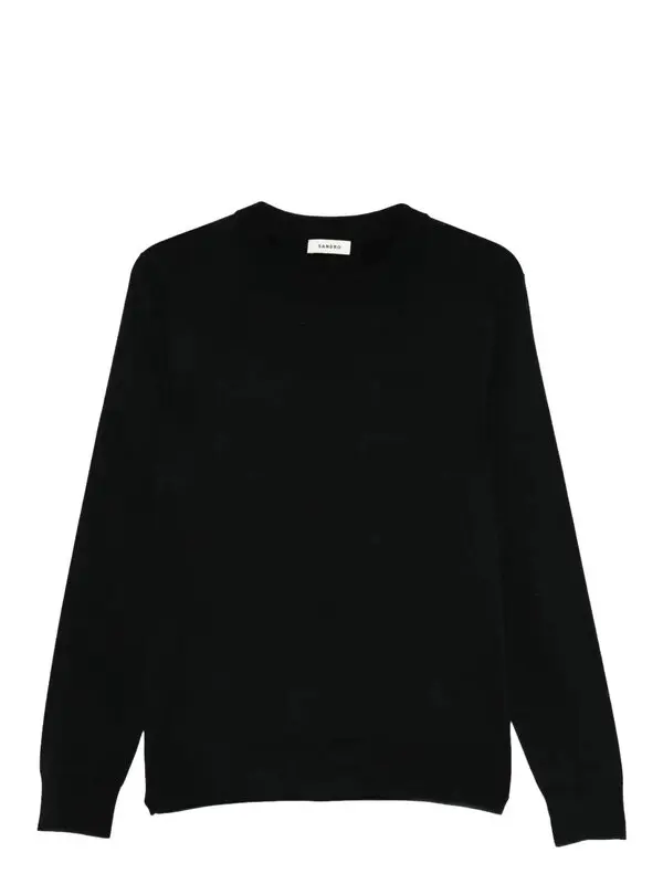 Sandro Fine Knit Crew Neck Sweater - Black