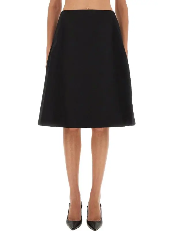 Alexander McQueen Flared Midi Skirt - Black
