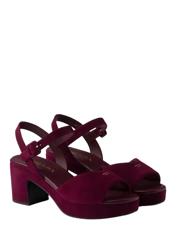 Prada Padded Suede Sandals - Red