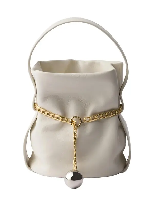 Prada Mini Nappa Leather Bucket Bag - White