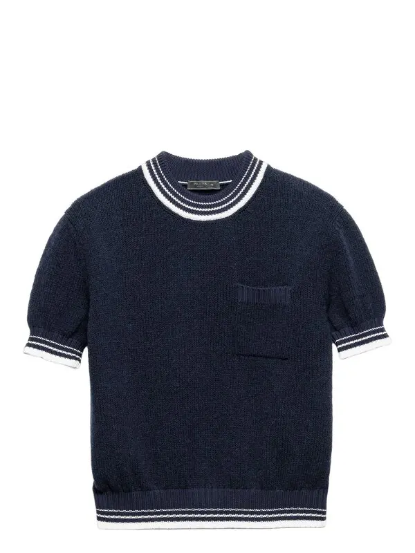 Prada Shetland Wool Crew-neck Sweater - Blue/white