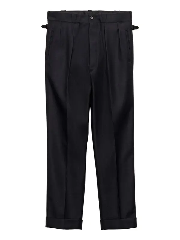Prada Wool Blend Straight Leg Trousers - Navy