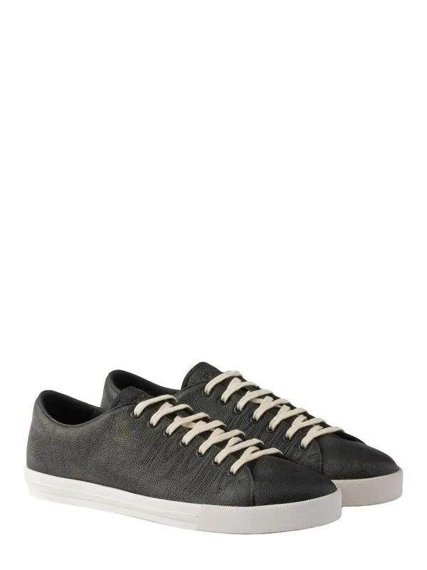 Prada Aged-effect Leather Sneakers - Black