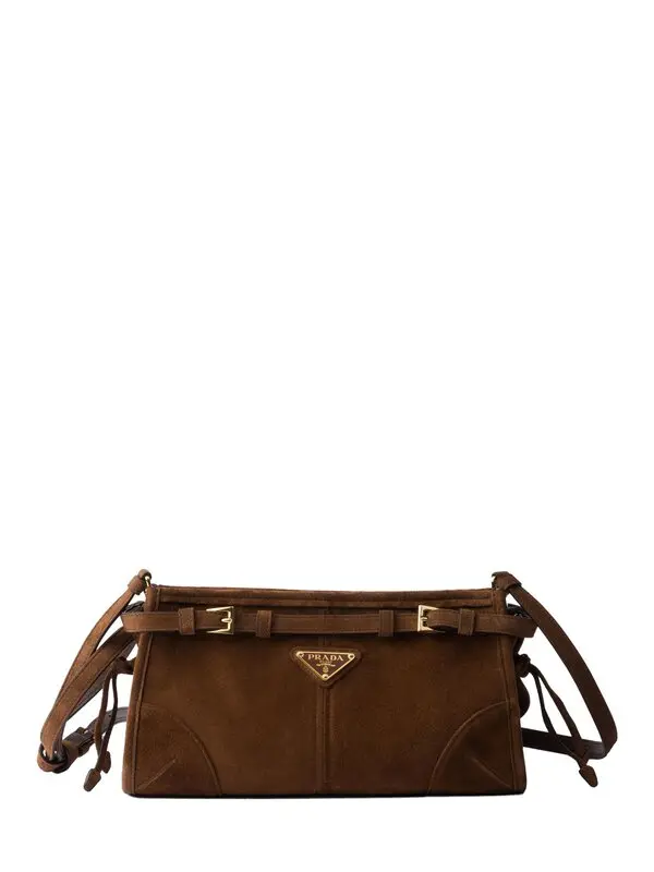 Prada Small Suede Shoulder Bag - Brown