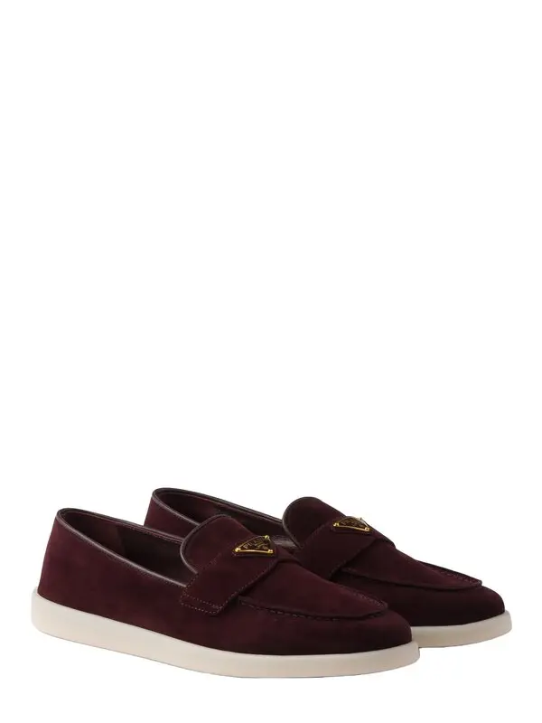 Prada Suede Leather Loafers - Red