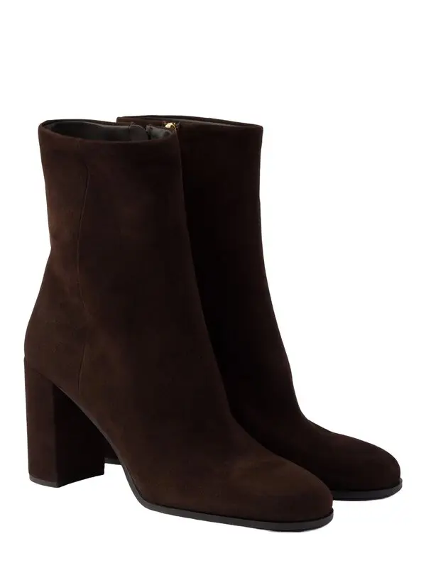 Prada Suede Booties - Dark Brown