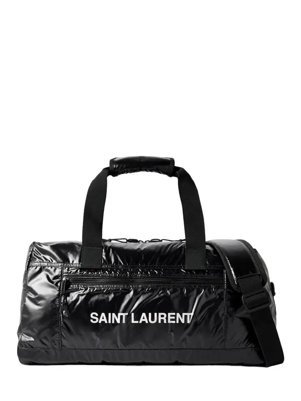 Saint Laurent Logo-print Glossed Nylon-ripstop Duffle Bag - Black