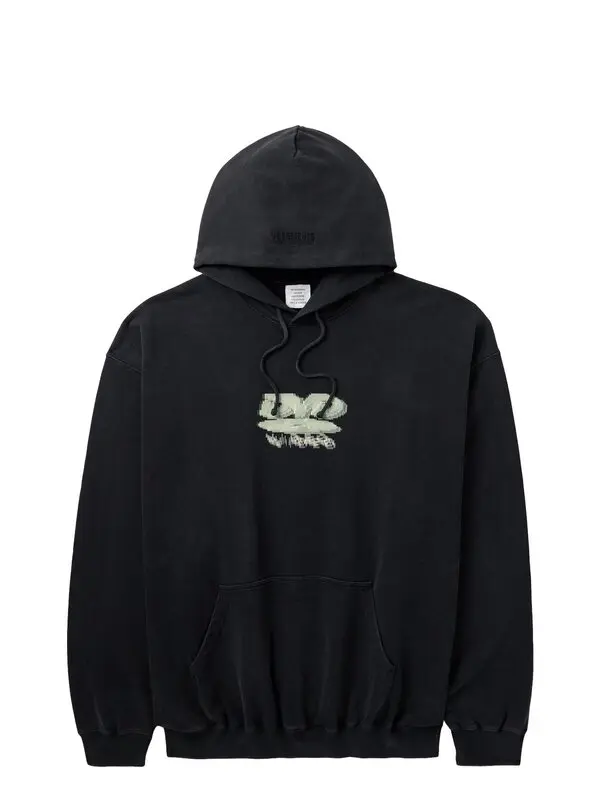 Vetements Oversized Printed Cotton-jersey Hoodie - Black