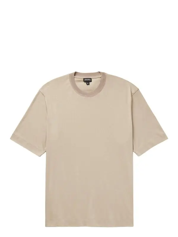 Zegna Cotton And Silk-blend Jersey T-shirt - Neutrals