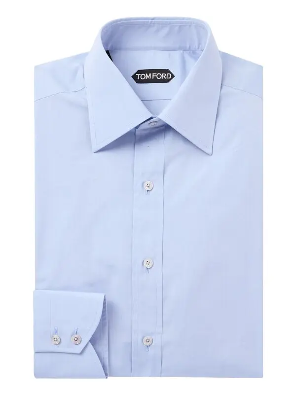 TOM FORD Slim-fit Cotton-poplin Shirt - Blue