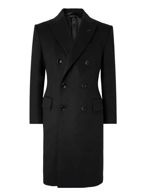 TOM FORD Double-breasted Wool And Cashmere-blend Coat - Black