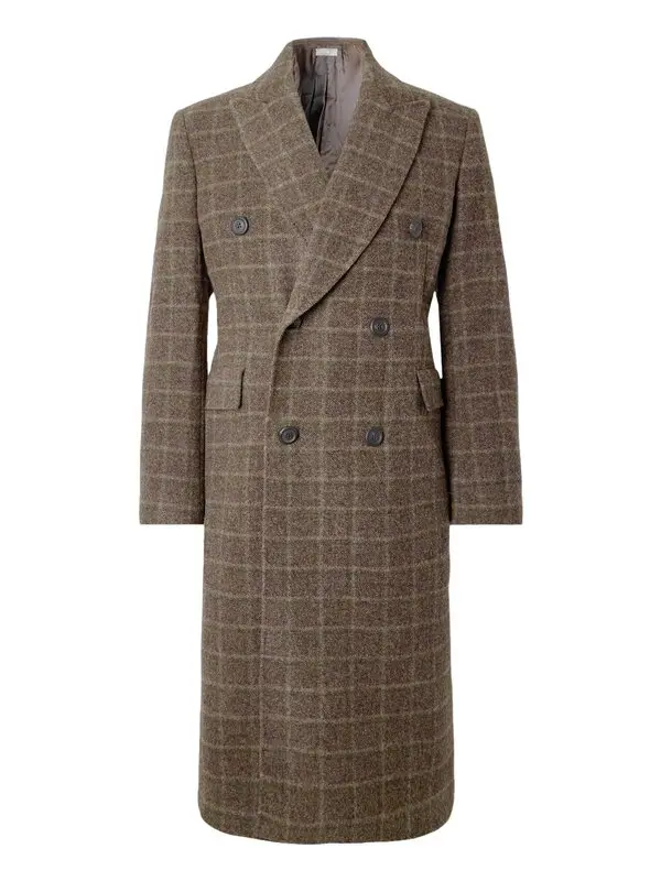 Our Legacy Double-breasted Checked Boiled-wool Coat - Brown