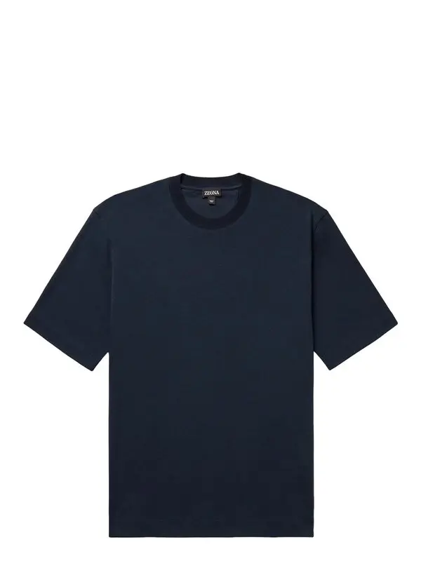 Zegna Cotton And Silk-blend Jersey T-shirt - Blue