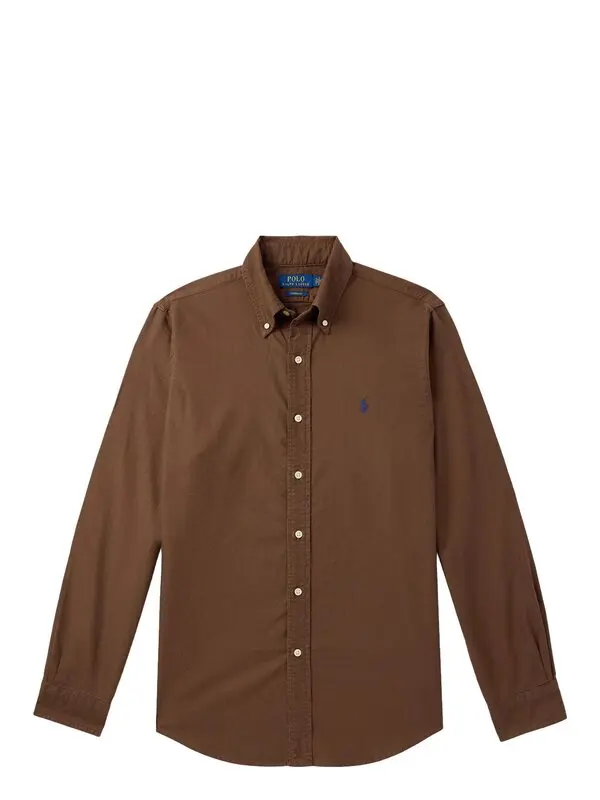Polo Ralph Lauren Button-down Collar Logo-embroidered Cotton Oxford Shirt - Brown