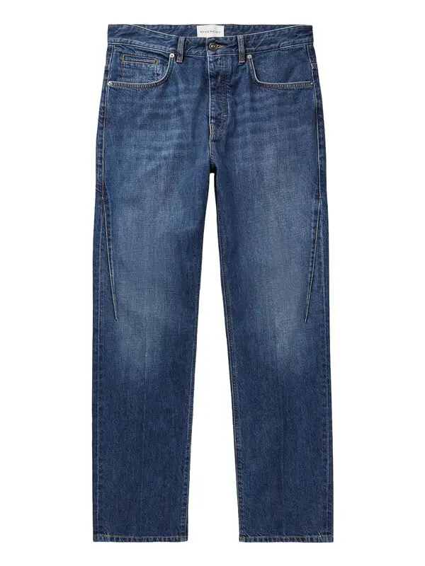 Givenchy Logo-embroidered Straight-leg Jeans - Blue