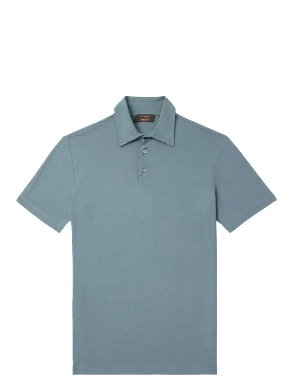 SLOWEAR Incotex Zanone Slim-fit Icecotton Polo Shirt - Blue