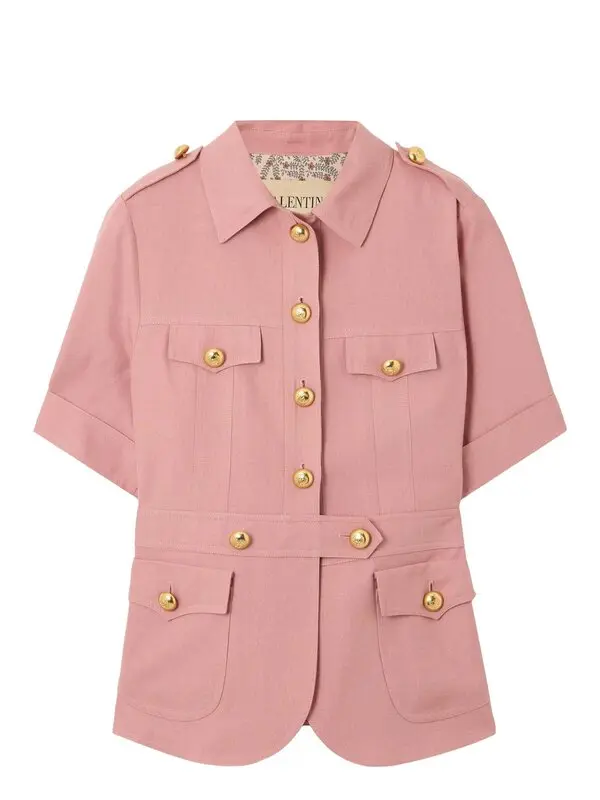 Valentino Garavani Cashmere And Cotton-blend Canvas Jacket - Pink