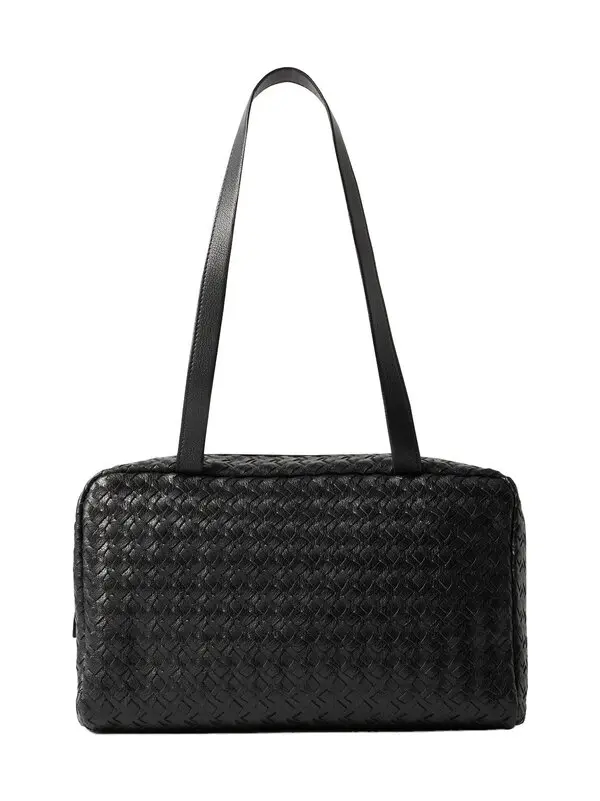 THE ROW Astra Woven Leather Shoulder Bag - Black