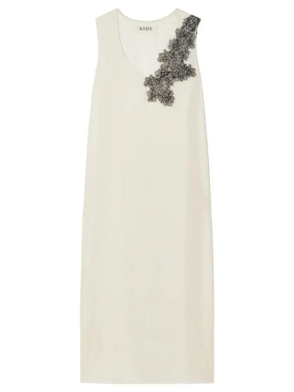 RÓHE Lace-trimmed Silk-satin Maxi Dress - Neutrals