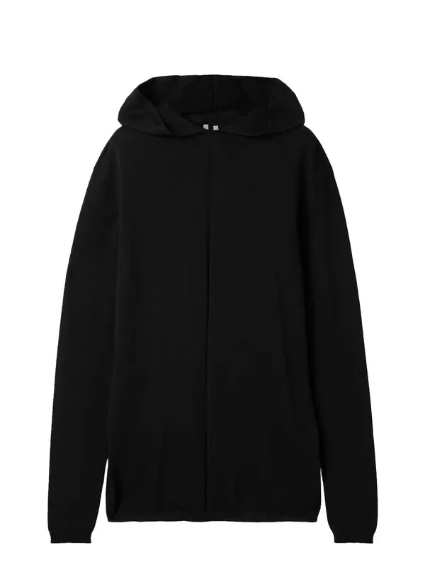 Rick Owens Maglia Wool Hoodie - Black